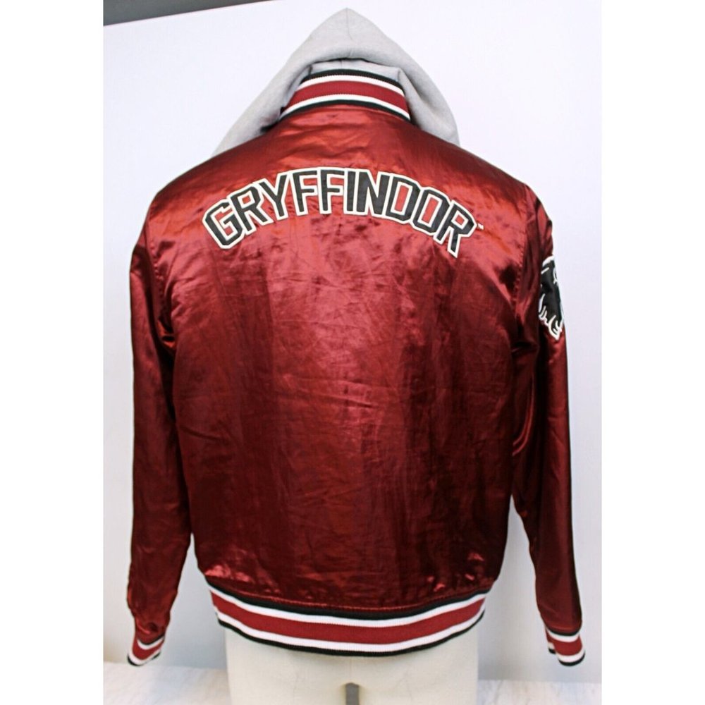 Harry Potter Red Satin Gryffindor Varsity Jacket Mens… - Gem